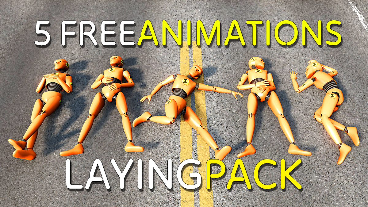 5 Free Animation - Dummy Laying Pack | GipsoCartoon